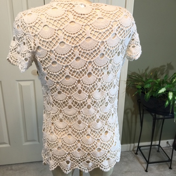 Cato | Tops | Cato White Crochet Open Weave Tunic Size M | Poshmark